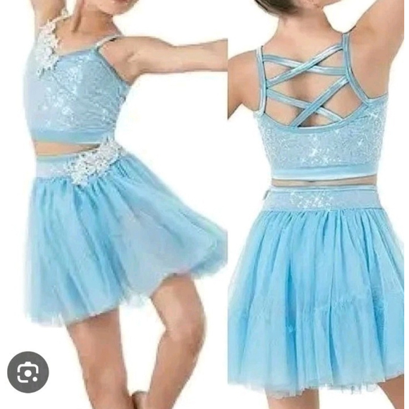 Weissman | Dresses | Weissman Dance Costume 2 Piece Blue Tutu Leotard ...